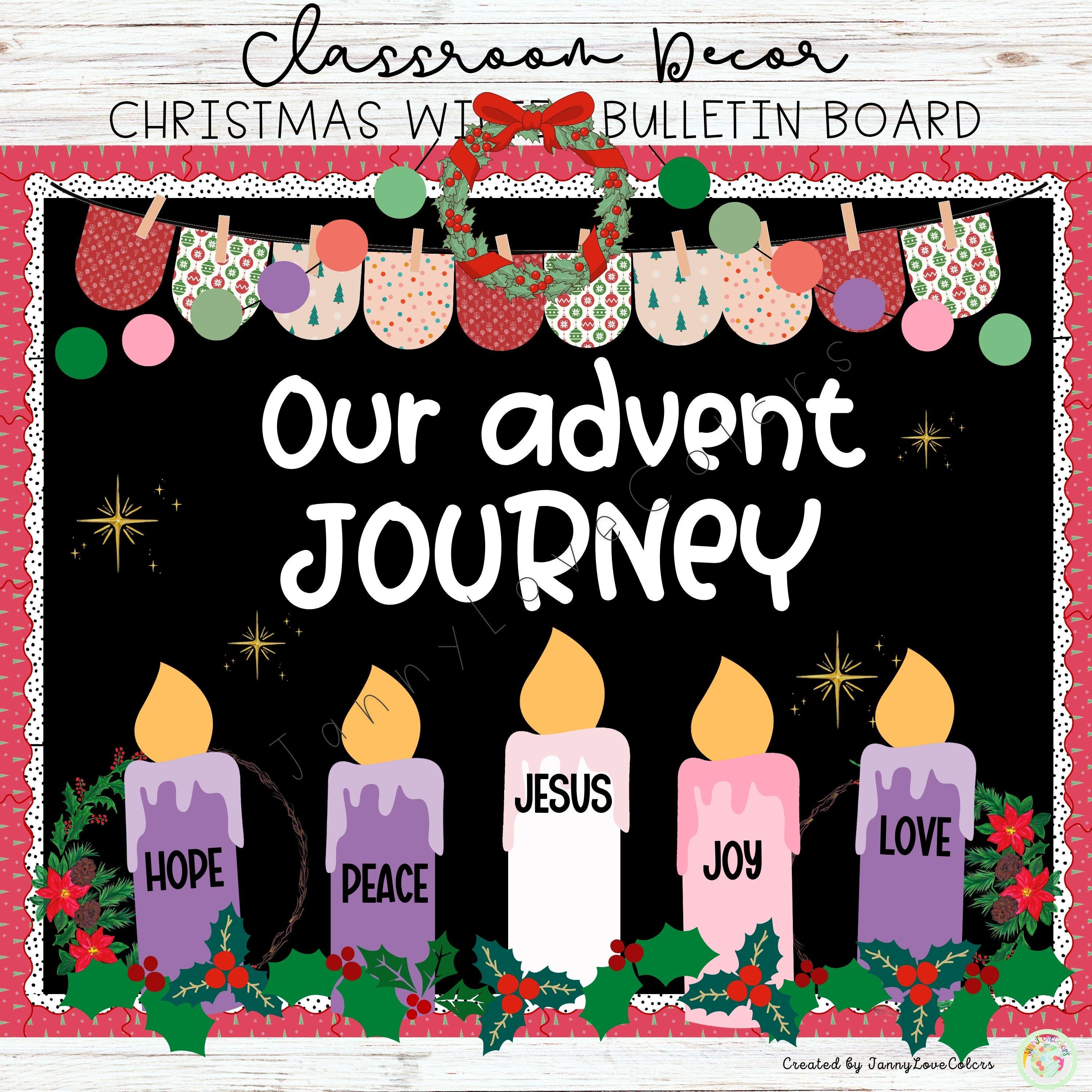 Advent Bulletin Board Set Christmas Bulletin Jesus Classroom Decor ...