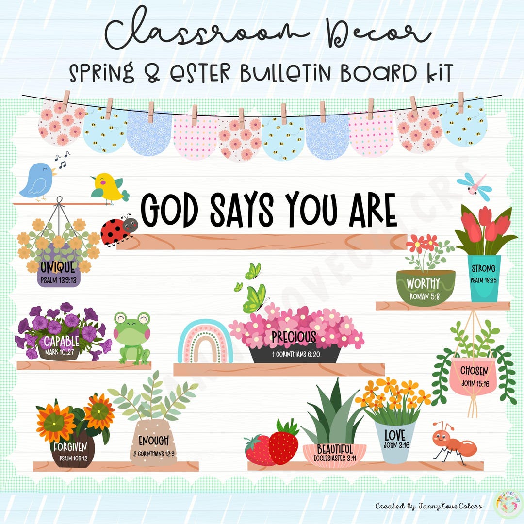 God Says You Are | Spring Church Bulletin Board Kit | Sunday School ...