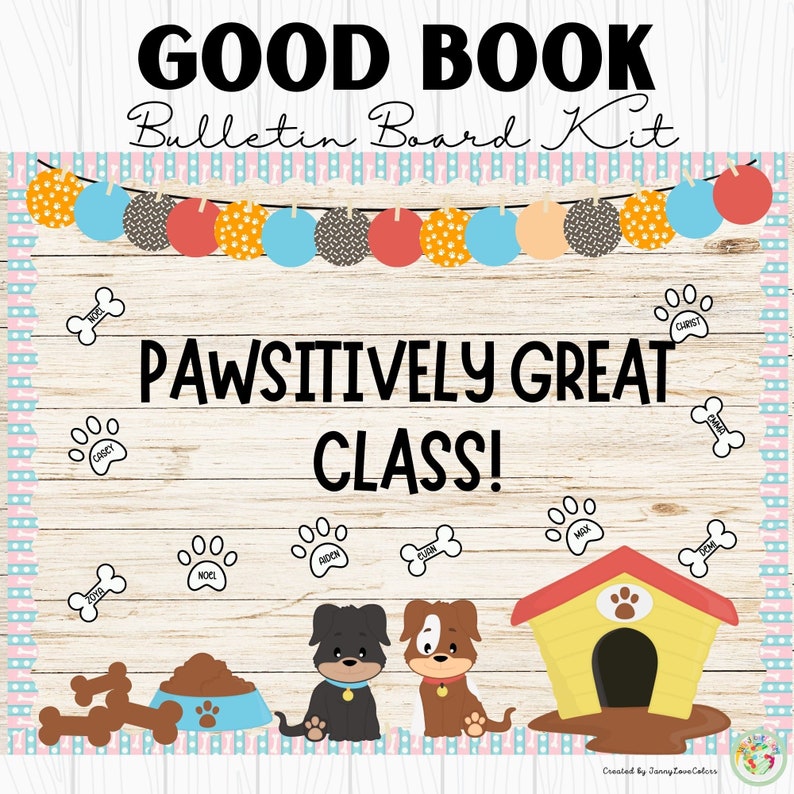 Dog Themed Classroom Bulletin Board Kit: Back to School Decor (digital ...