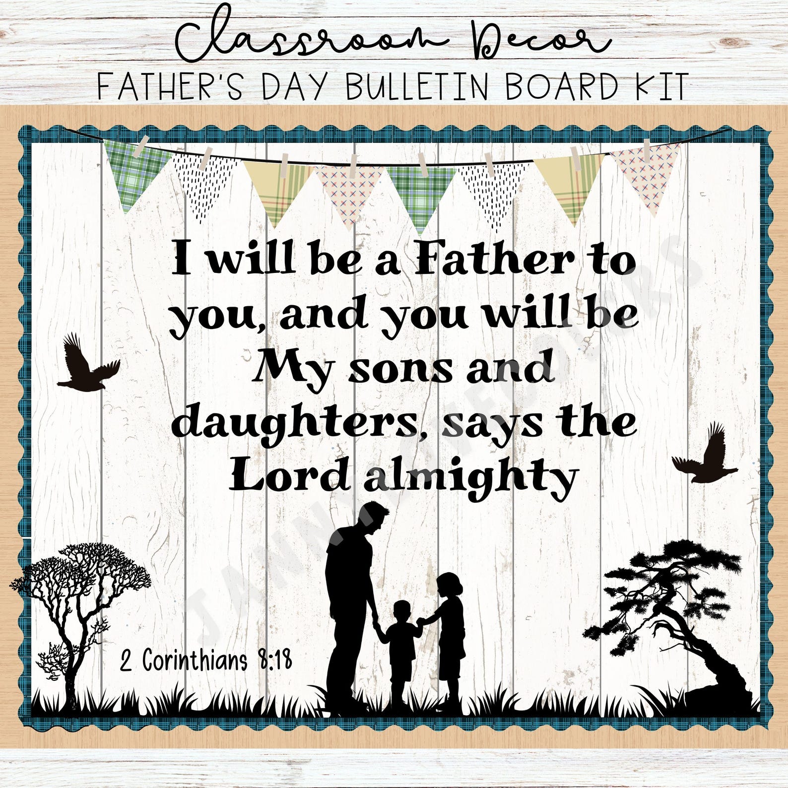 Father's Day Bulletin Board Kit: Bible Verse Decor (digital Download ...