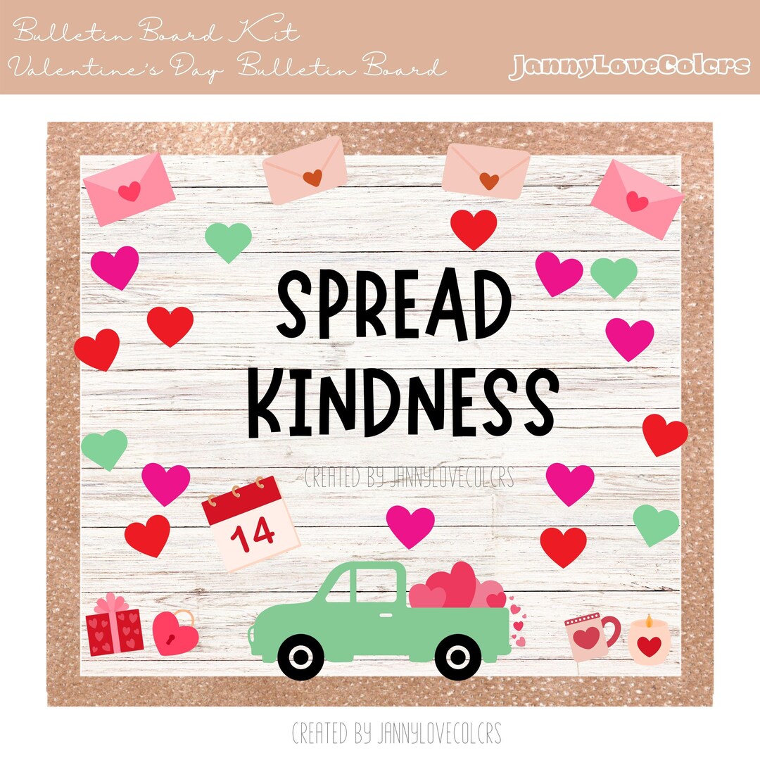 Spread Kindness Valentine's Day Bulletin Board Kit (PDF) - Etsy