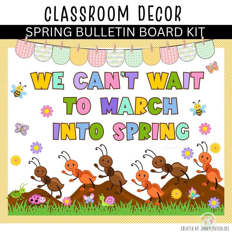 Marching Into Spring Bulletin Board | March Classroom Decor Printable ...