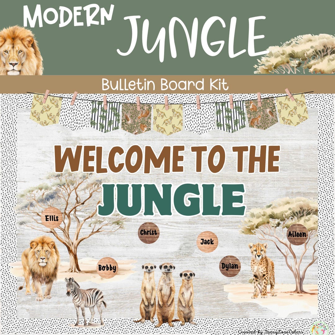 Modern Jungle Back to School | Classroom Decor | Bulletin Board Kit ...