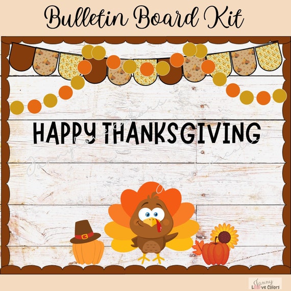 Happy Turkey Day Thanksgiving Day Fall Bulletin Board Kit - Etsy