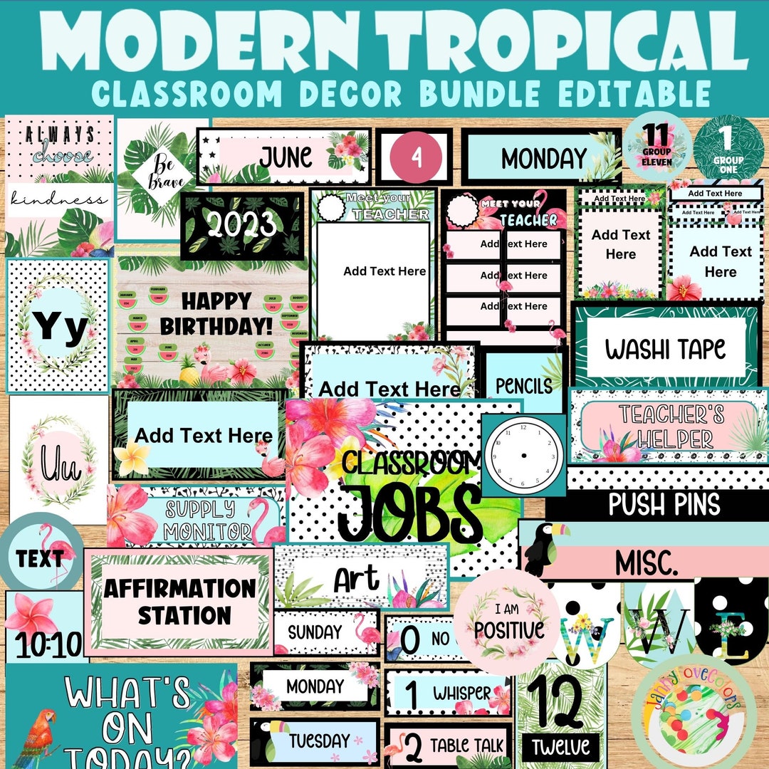 Modern Tropical, Classroom Decor Bundle, Door Decor, Back to School ...