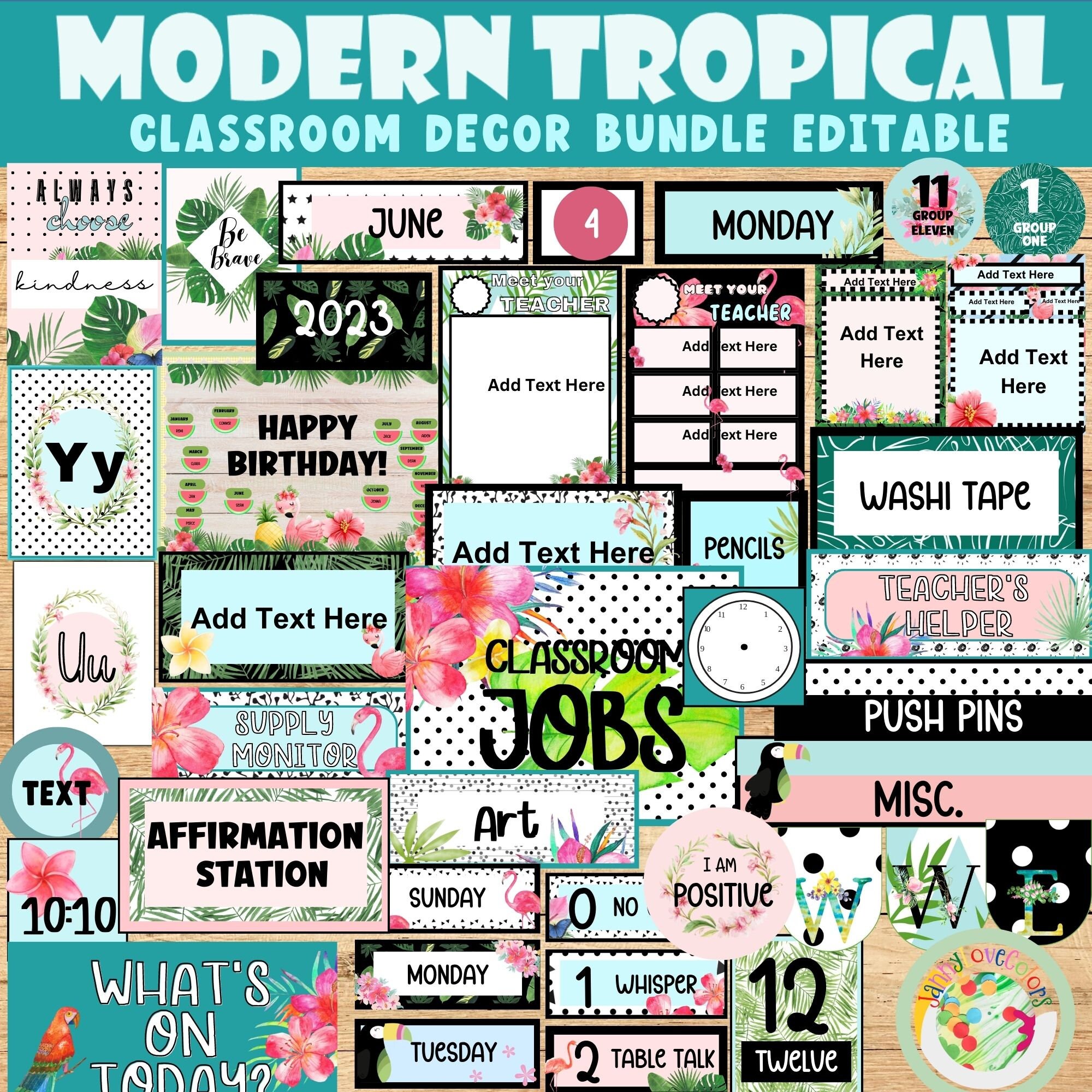 Modern Tropical, Classroom Decor Bundle, Door Decor, Back to School ...
