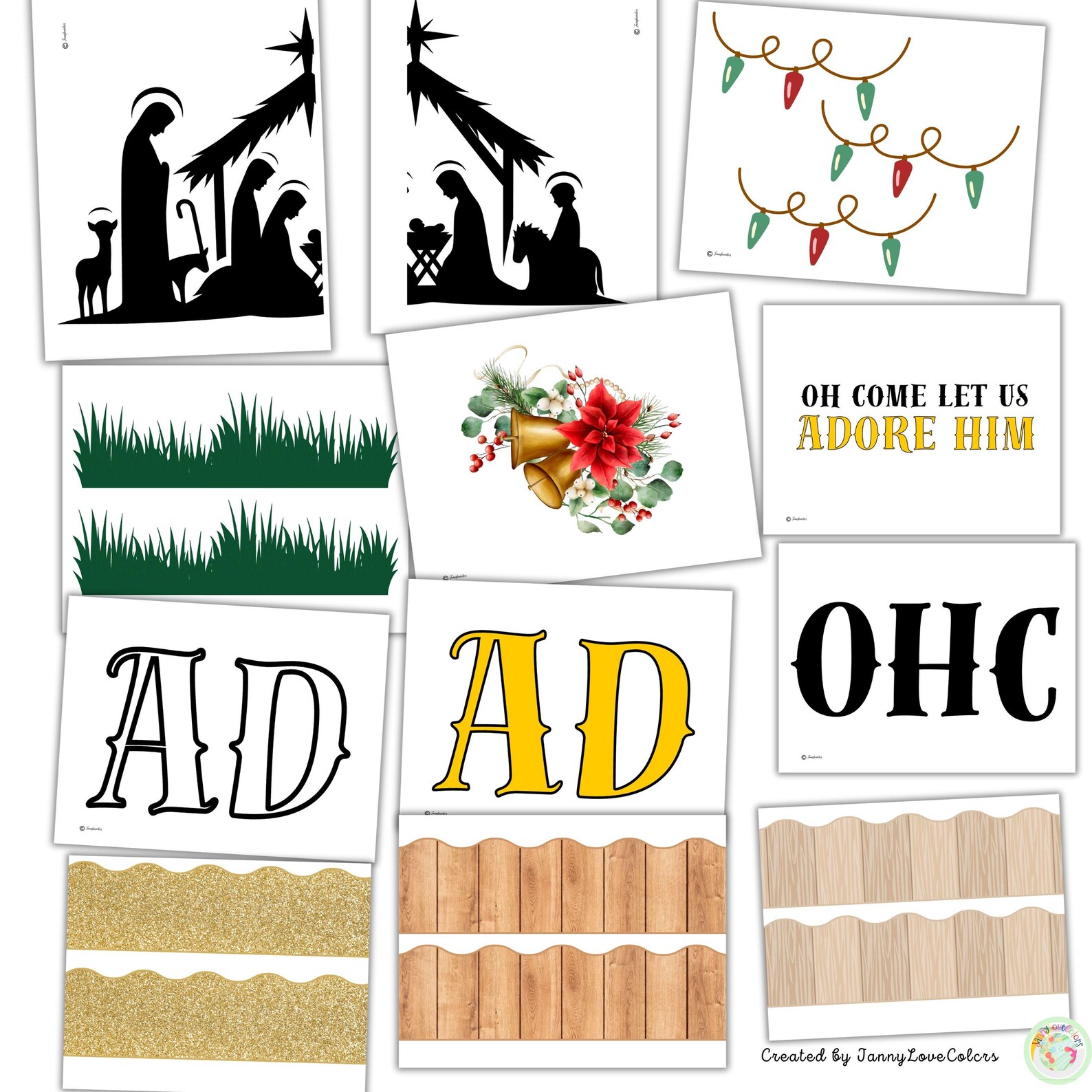 Nativity Scene Bulletin Board Kit: Christmas Classroom Decor (digital ...