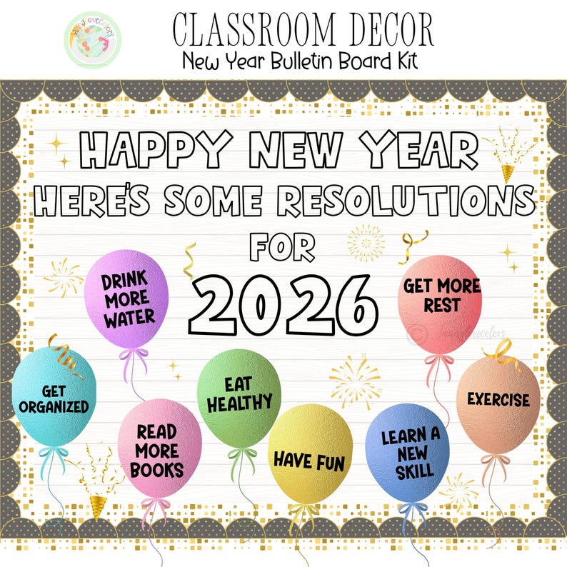 New Year 2026 Resolutions Bulletin Board | Winter Classroom Decor ...