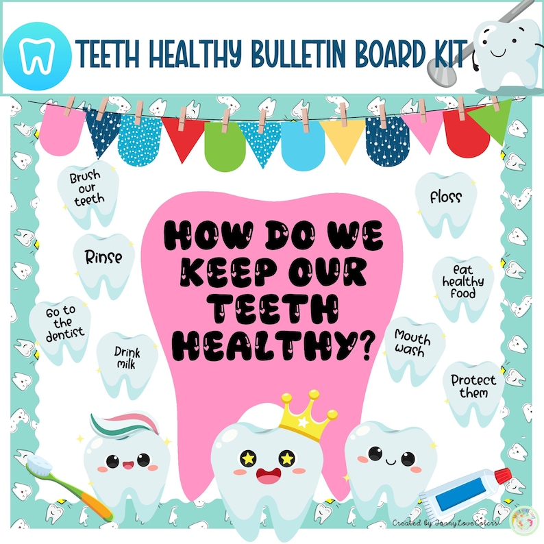 Teeth Healthy Bulletin Board Kit | Nurse Healthy Habits | Dental Care ...