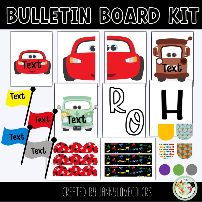Summer Car Bulletin Board Kit: Cruising Into Summer (PDF) - Etsy