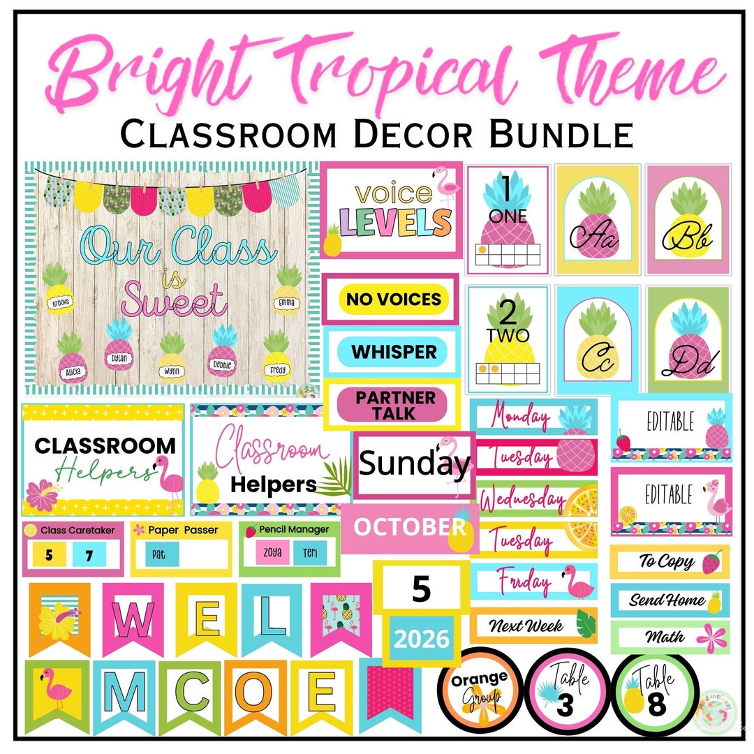Classroom Decor Bundle, Door Decor, Back to School, Printable, Bright ...
