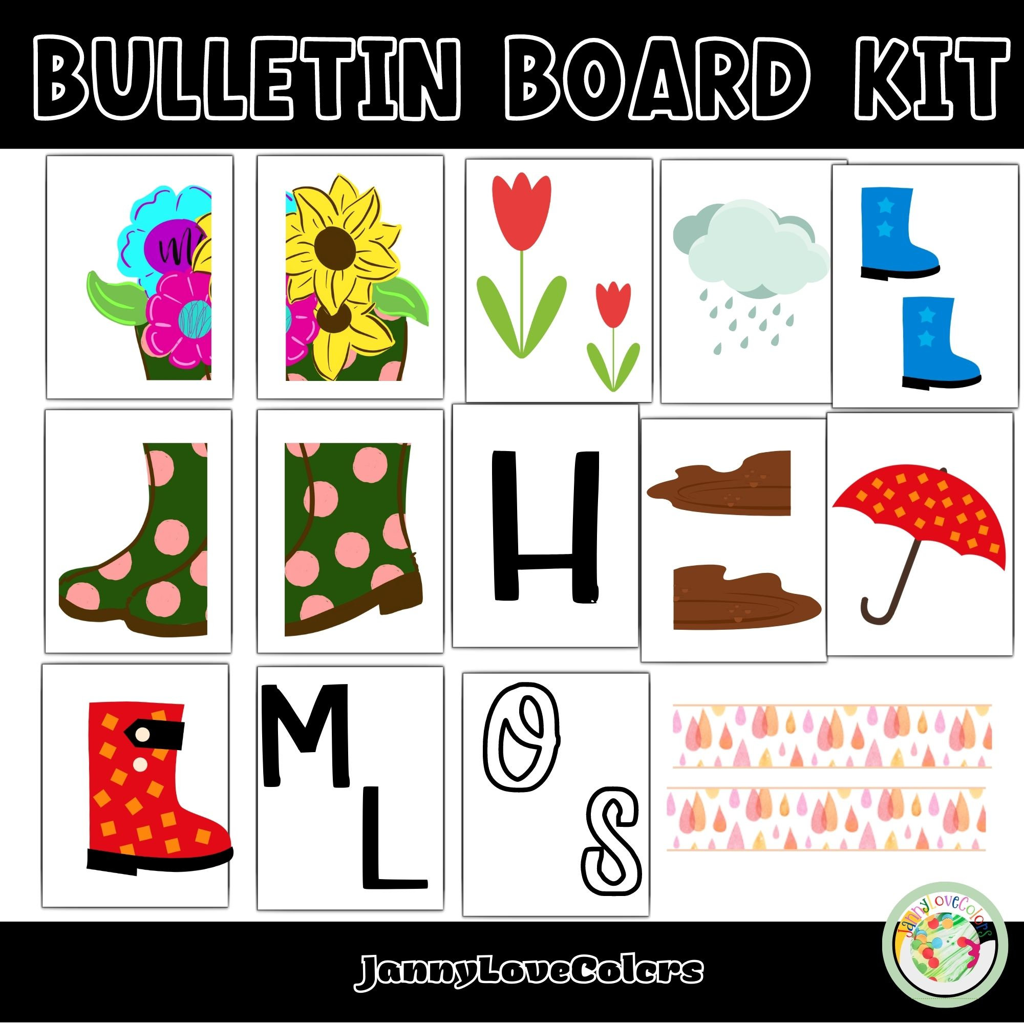 April Showers Bring Mud Puddles, Bulletin Board Kit, Door Decor ...
