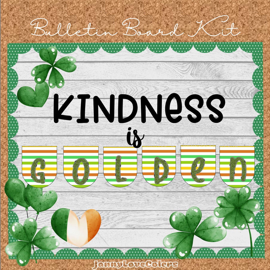 St. Patrick's Day Bulletin Board Set - Kindness is Golden Door Decor ...