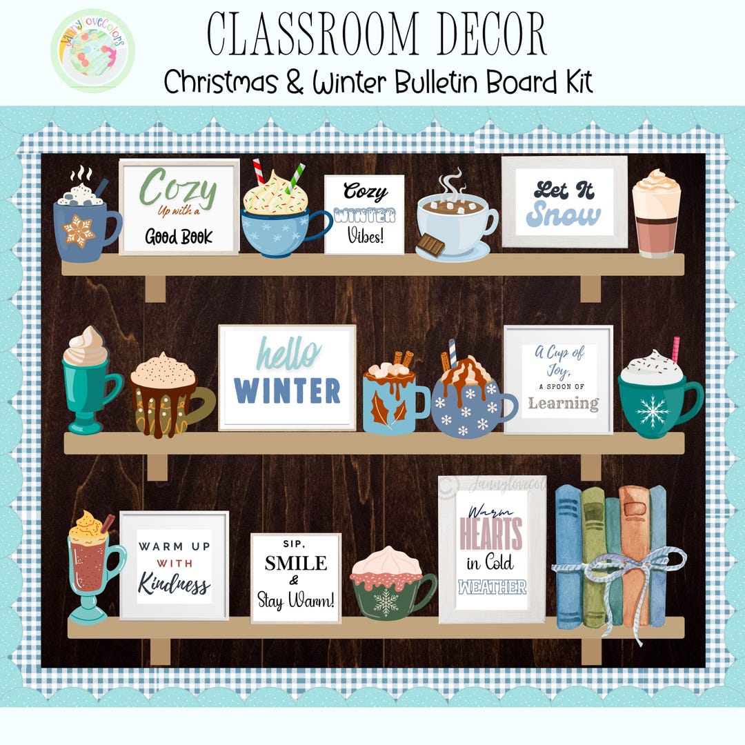 Winter Bulletin Board Kit, Hot Cocoa Mugs Decor (digital Download) - Etsy