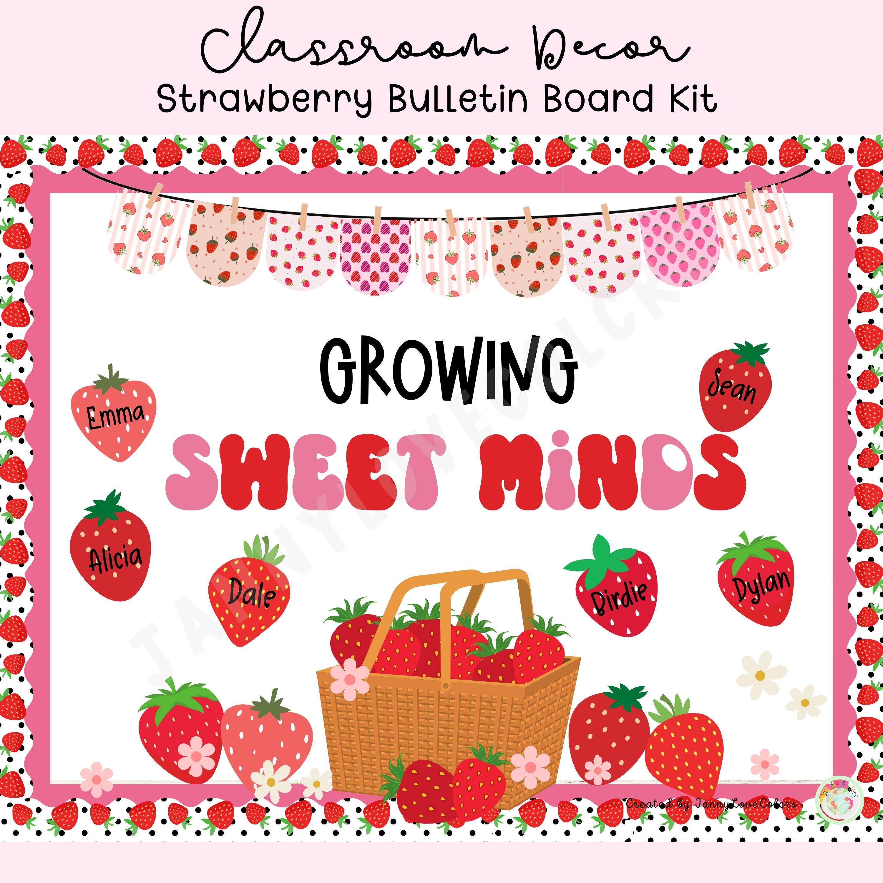 Strawberry Classroom Bulletin Board Kit: Berry Sweet Decor (printable ...