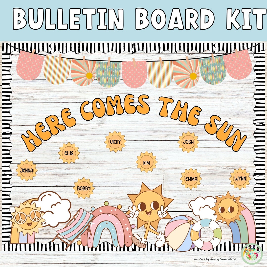 Here Comes the Sun Classroom Bulletin Board Kit Spring Door Decoration ...