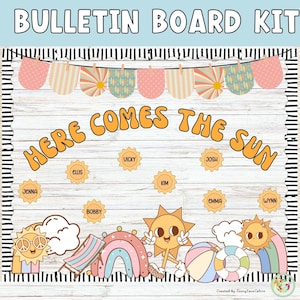 Here Comes the Sun Classroom Bulletin Board Kit Spring Door Decoration ...