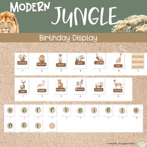 Modern Jungle Classroom Decor | Birthday Bulletin Board | Birthday ...