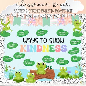 Kindness Bulletin Board | Spring Frog Classroom Decor | Easter Door ...