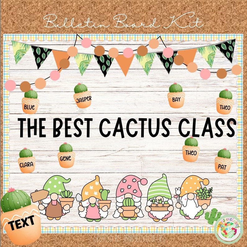 Cactus Gnomes Bulletin Board Door Decor Gnomes Bulletin Board Ideas ...