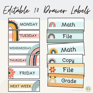 Boho Rainbow Classroom Decor Bundle: Editable, Calm, Cheerful - Etsy