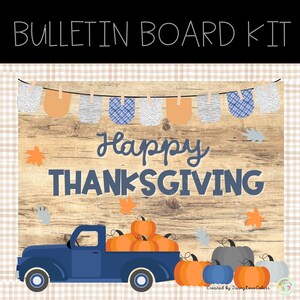 Thanksgiving Bulletin Board Kit: Blue Truck Classroom Decor (PDF) - Etsy