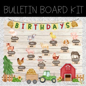Farm Birthday Bulletin Board Kit: Editable Classroom Decor (digital ...