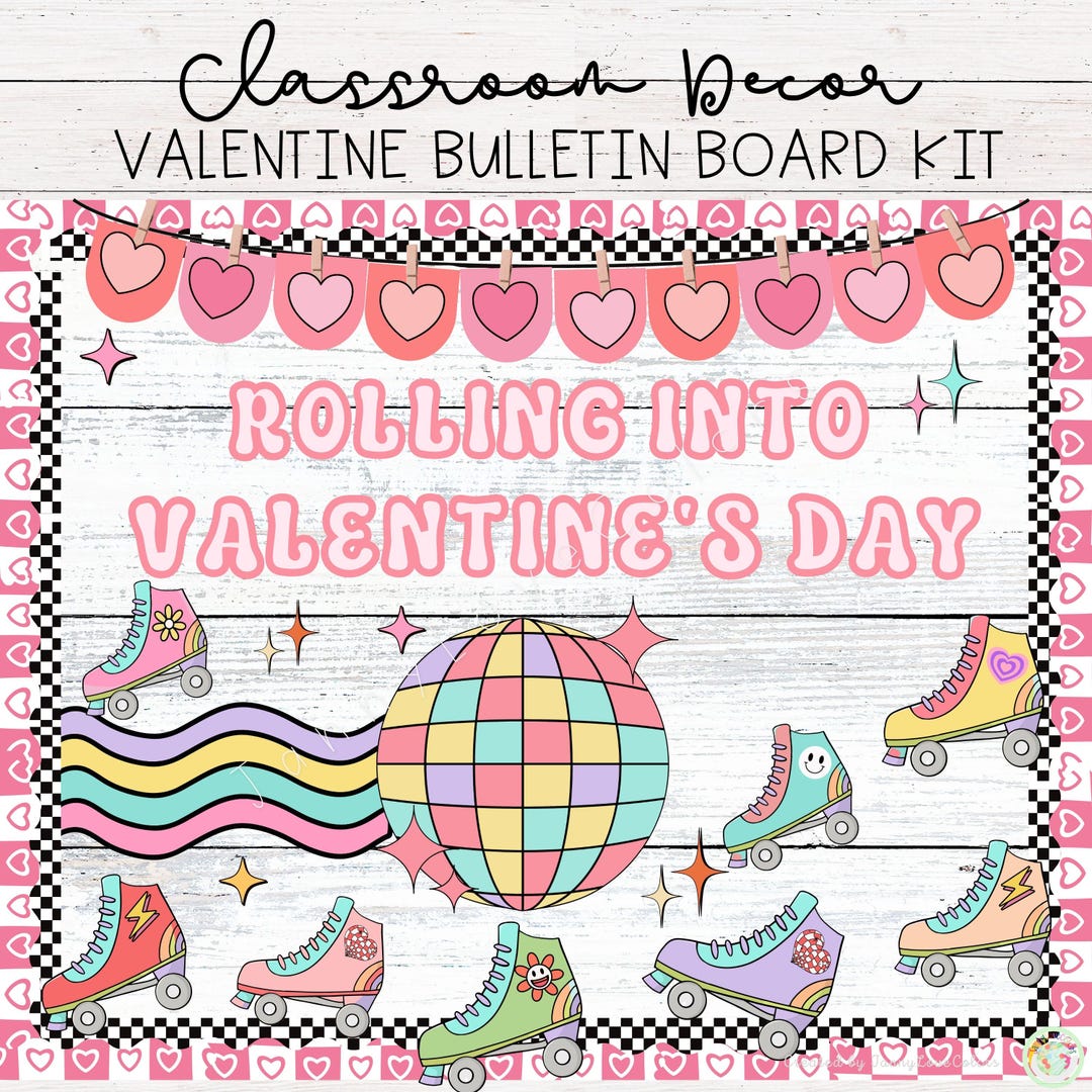 February Valentine Bulletin Board | Retro Groovy Decor | Printable ...