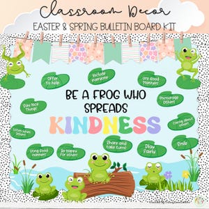 Kindness Bulletin Board | Spring Frog Classroom Decor | Easter Door ...