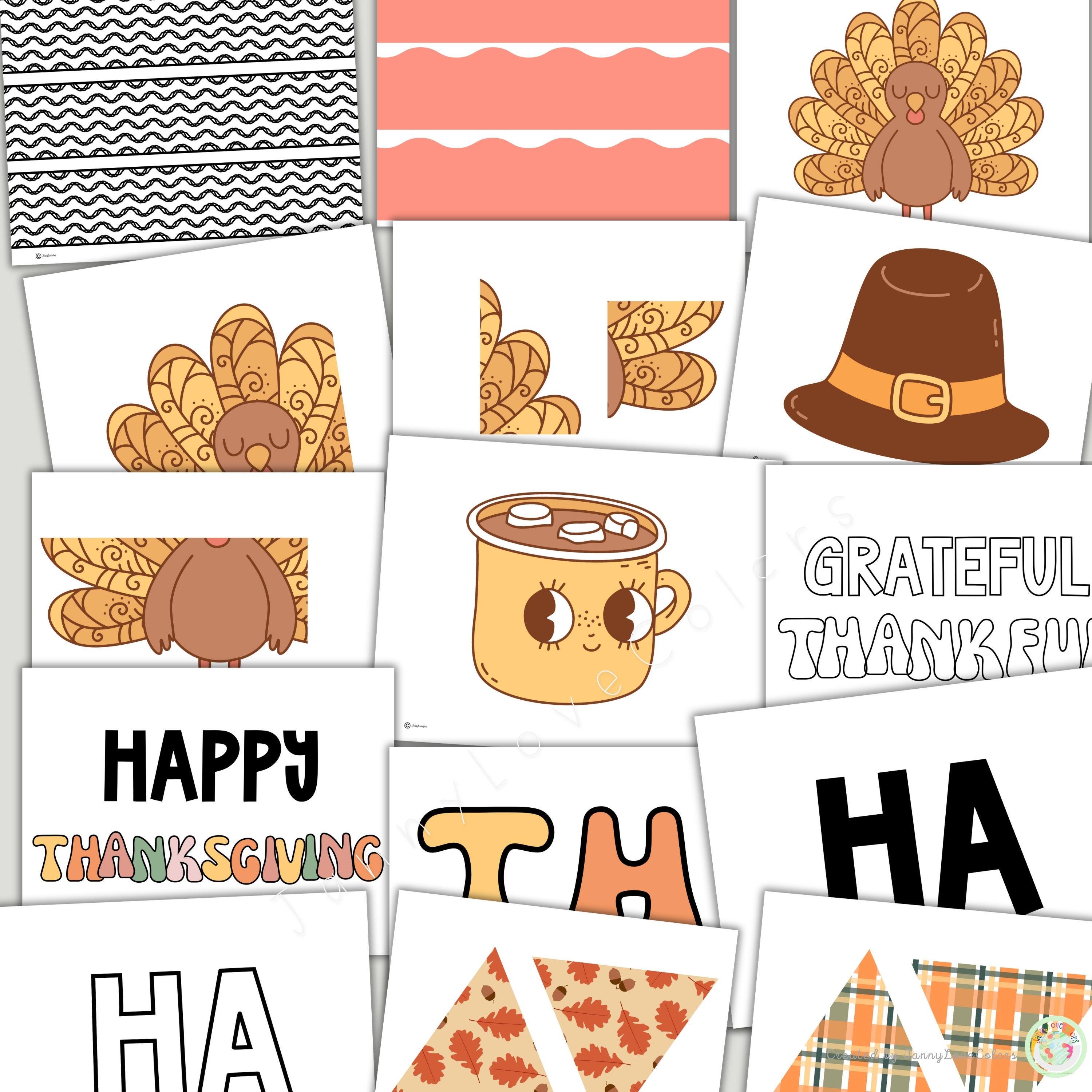 Thanksgiving Groovy Bulletin Board Kit Fall Door Decor Classroom ...