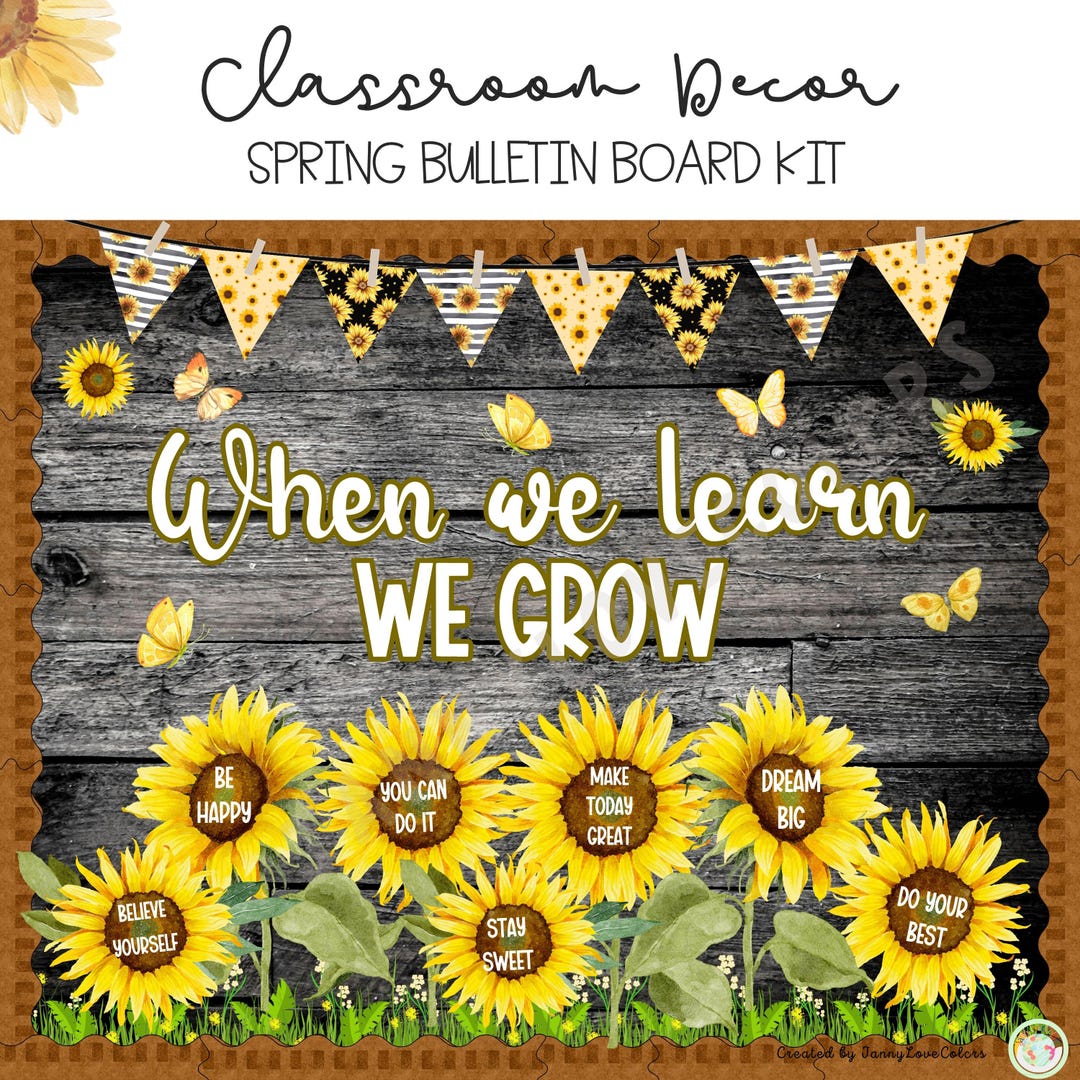 Spring Sunflower Classroom Bulletin Board Decor (printable, Editable ...