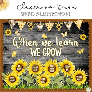 Spring Sunflower Classroom Bulletin Board Decor (printable, Editable ...