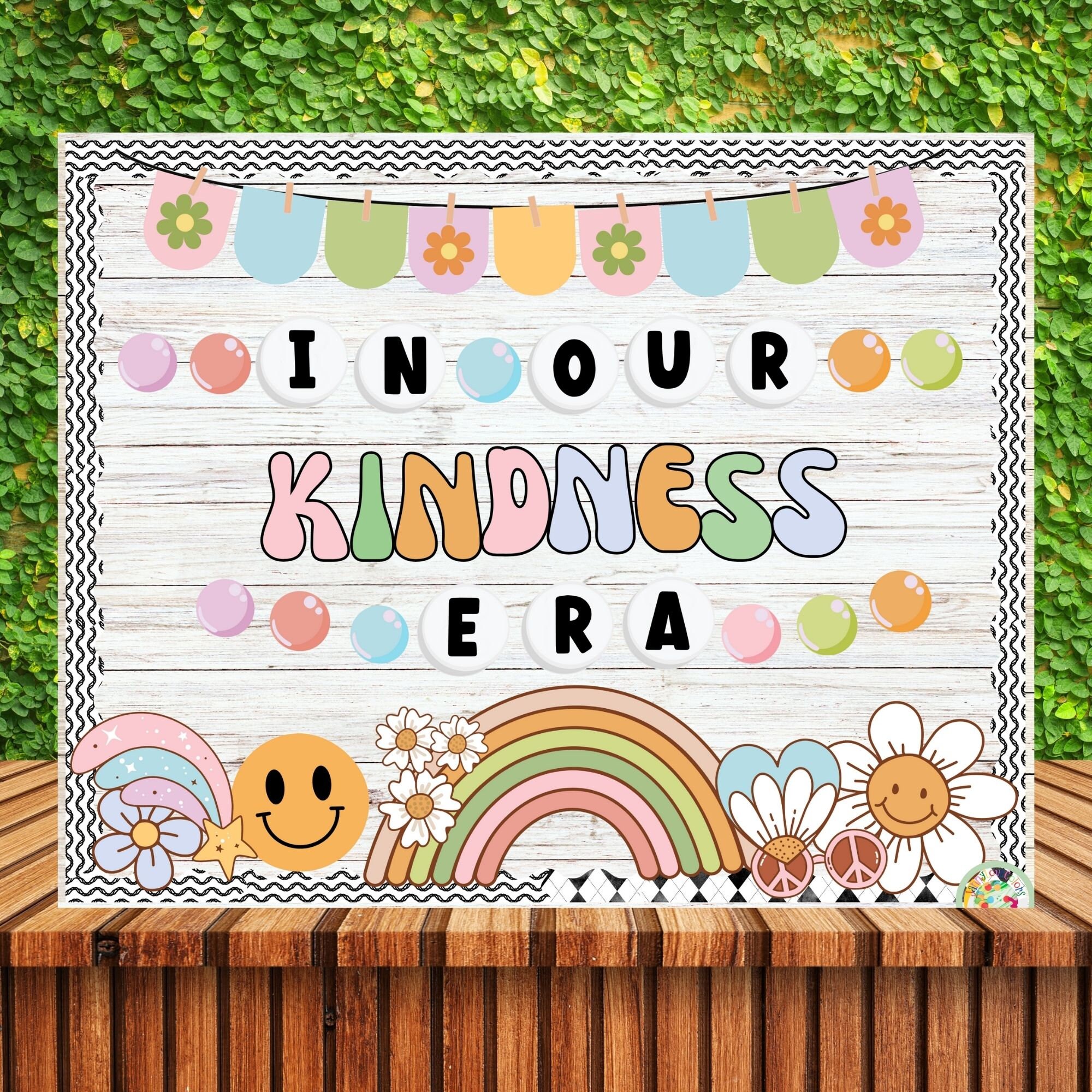 In Our Kindness Era Bulletin Board Kit, Retro Groovy Classroom Decor ...