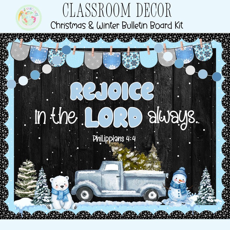 Christian Winter Bulletin Board Kit | Bible Verse Classroom Decor ...