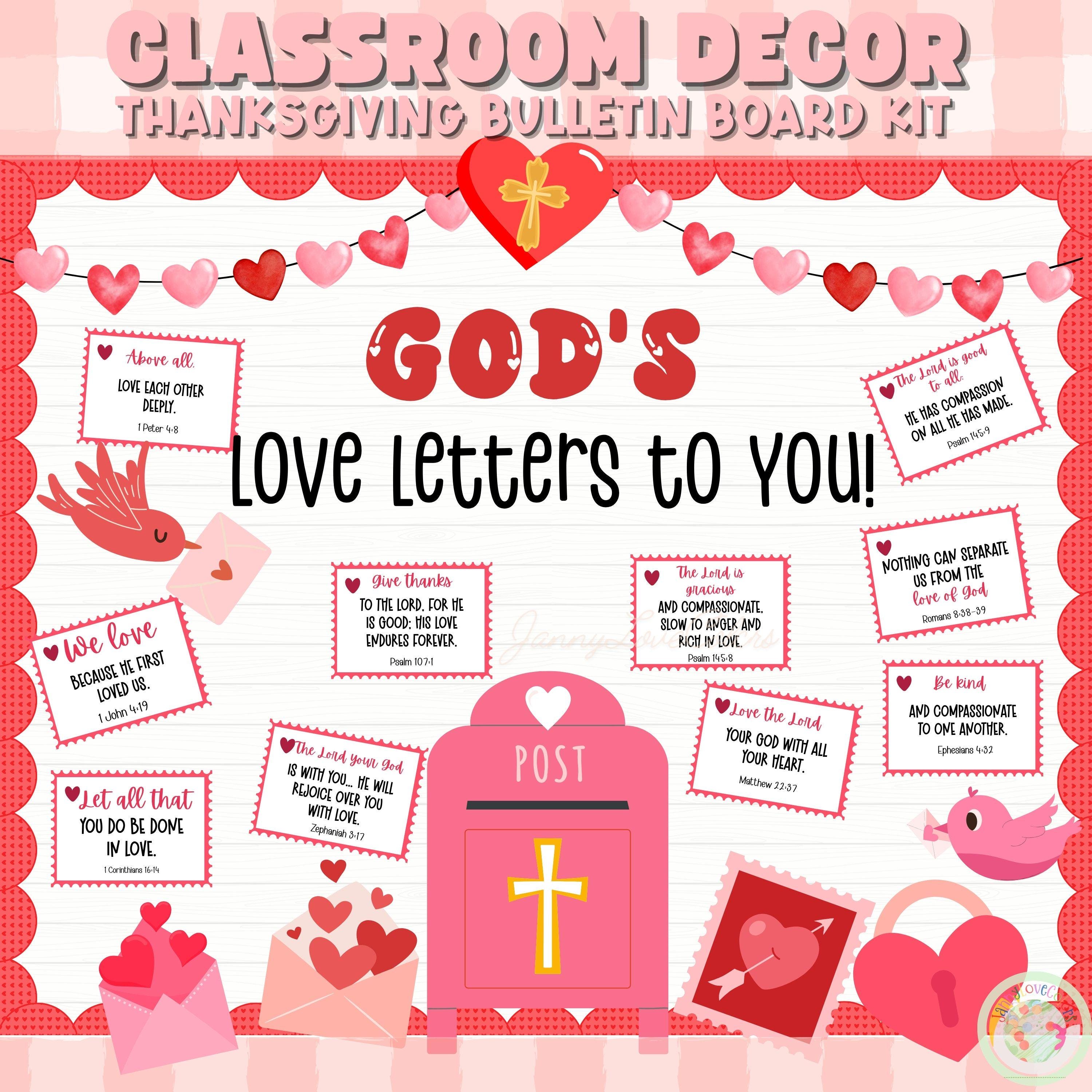 Christian Valentine Bulletin Board Kit | God's Love Classroom Decor ...