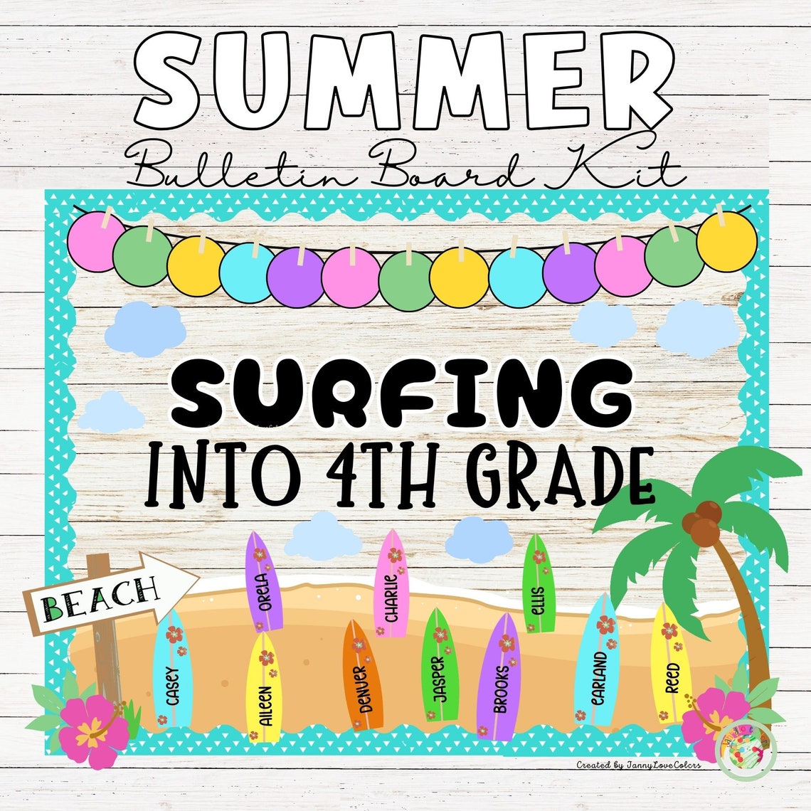 Summer Bulletin Board Surfboard Bulletin Board Back to School Door ...