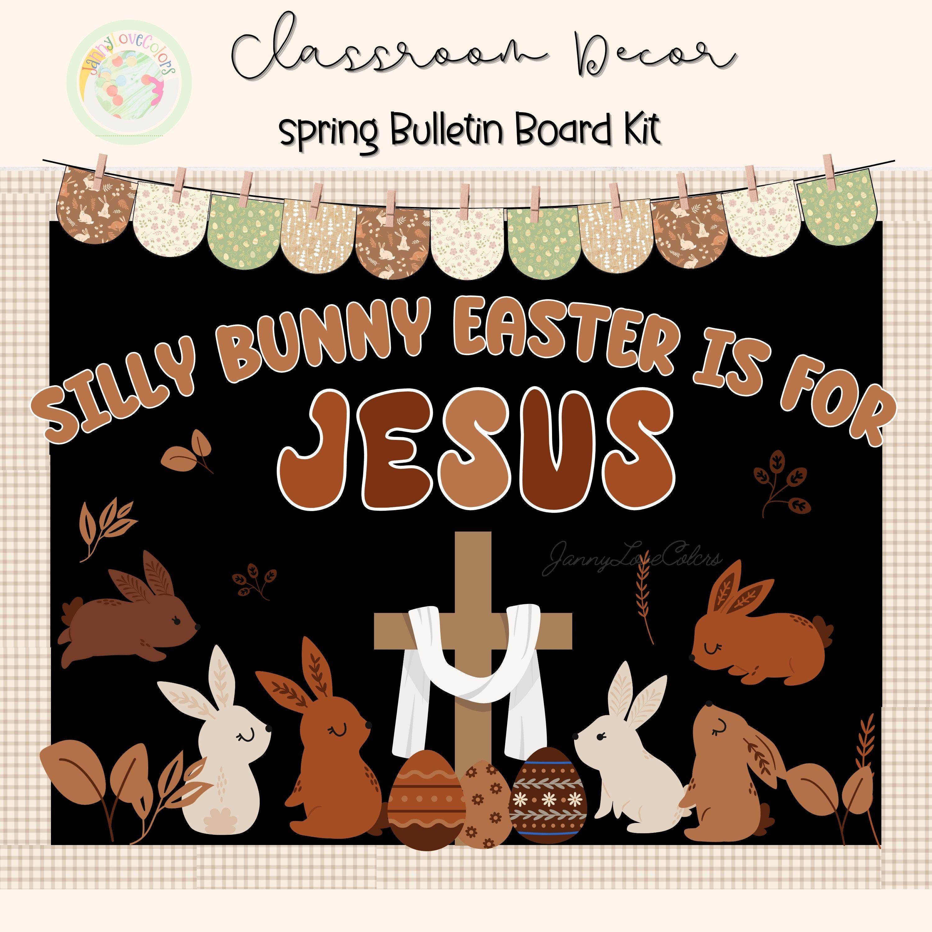 Boho Easter Bulletin Board Kit | Christian Spring Classroom Decor ...
