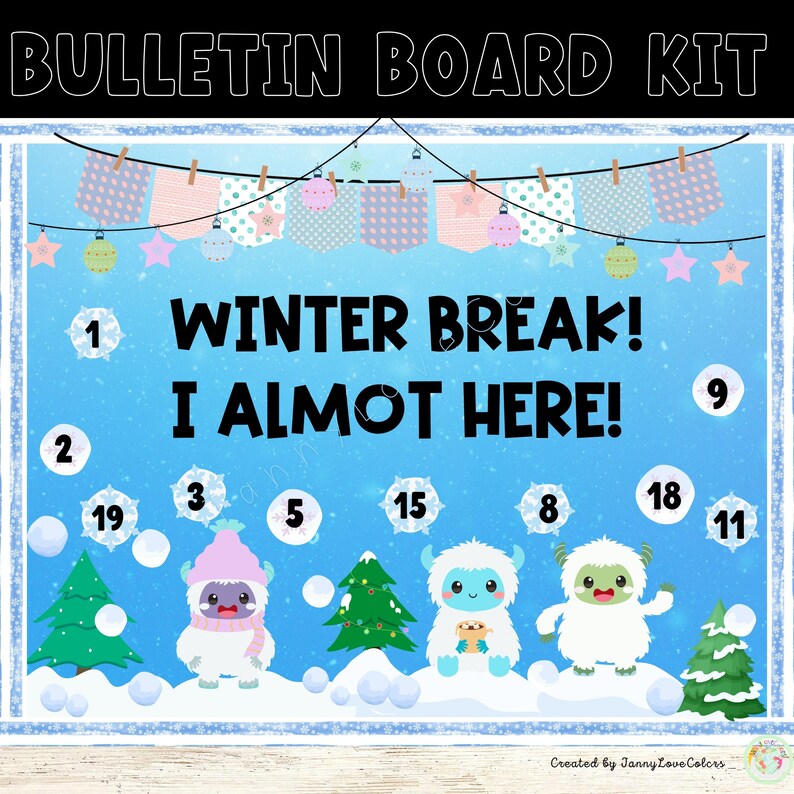 Winter Break Countdown Bulletin Board Kit | Christmas Door Decor ...