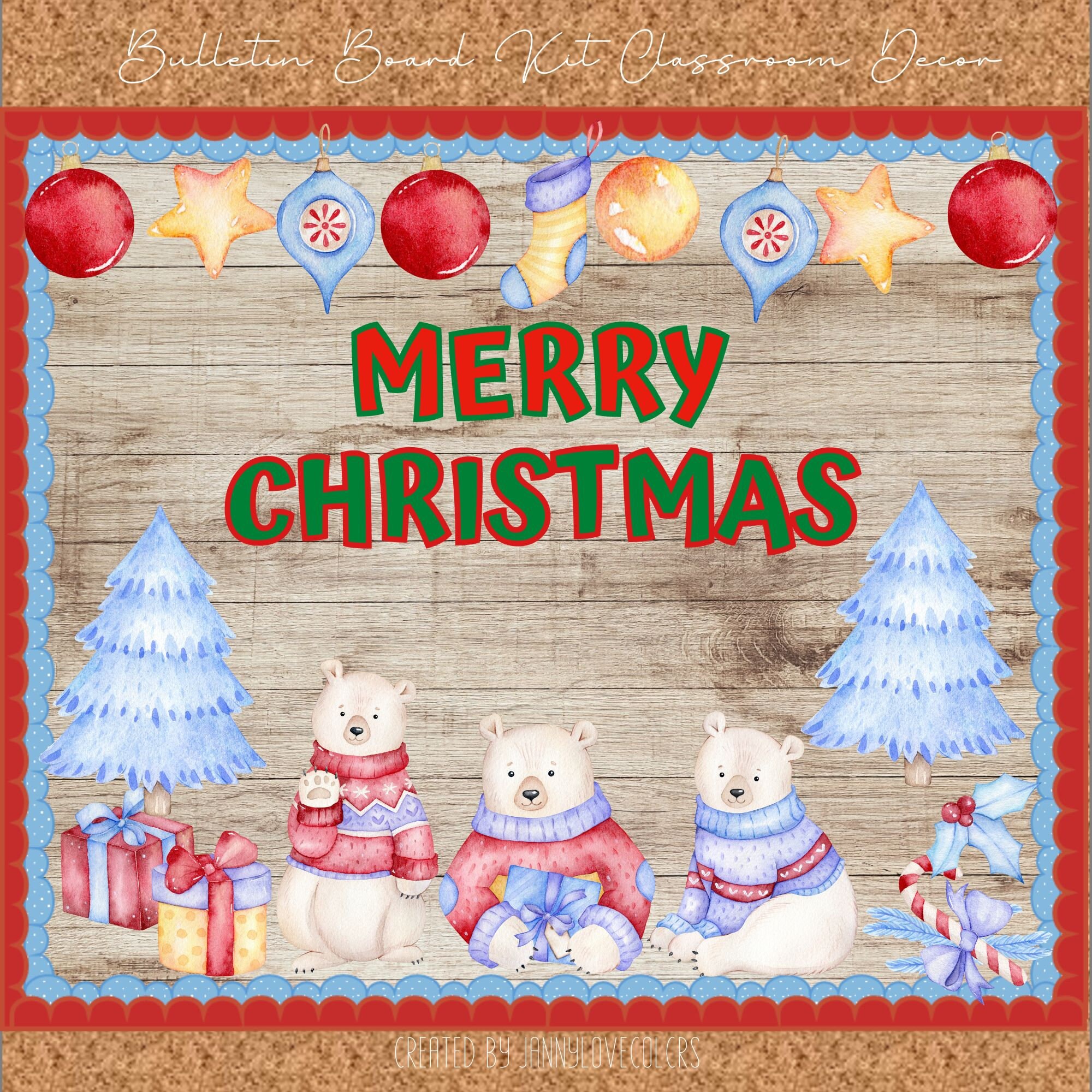 Christmas Bulletin Board or Door Decor Christmas Holiday Christmas ...