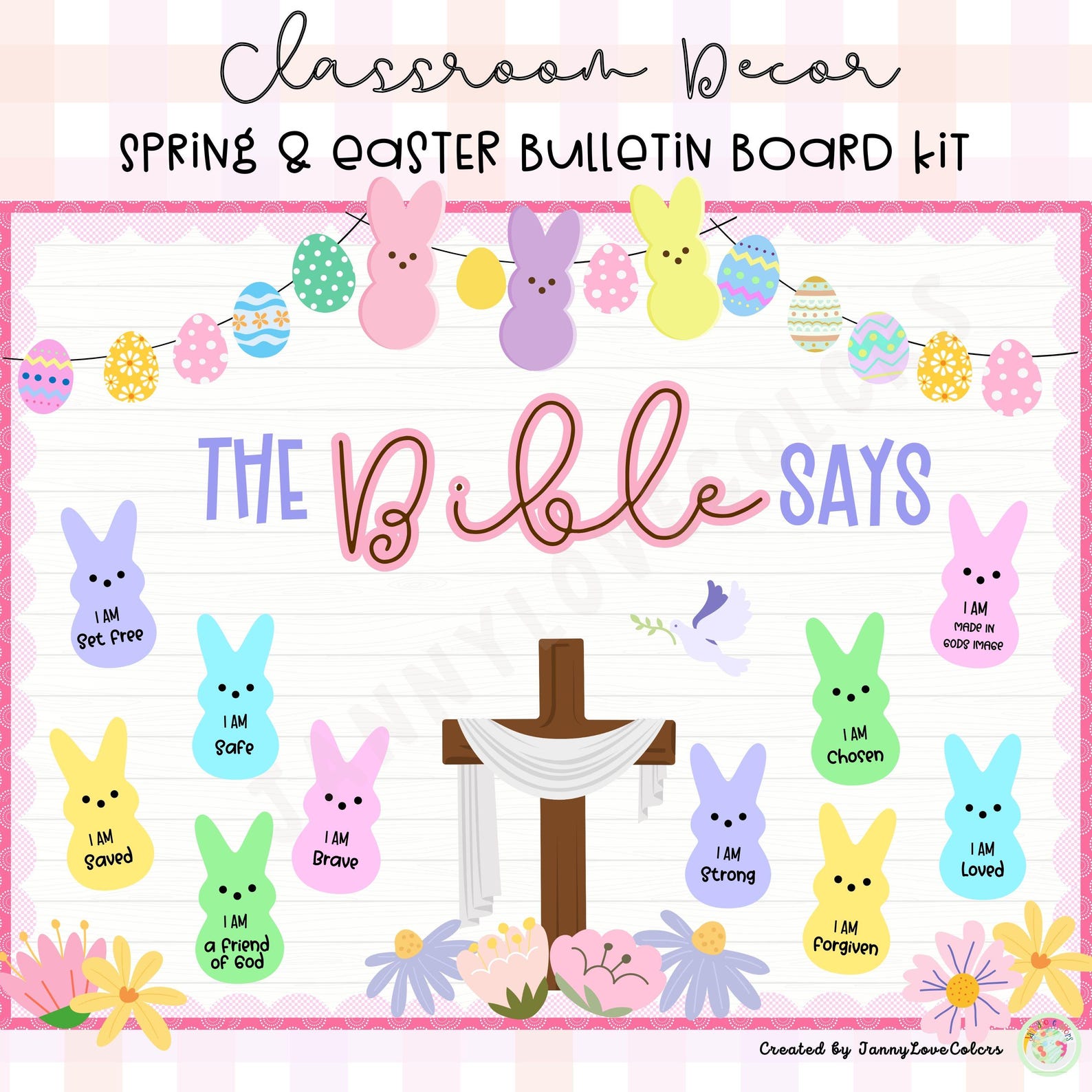 Christian Easter Bulletin Board Kit: Spring Classroom Decor (PDF File ...
