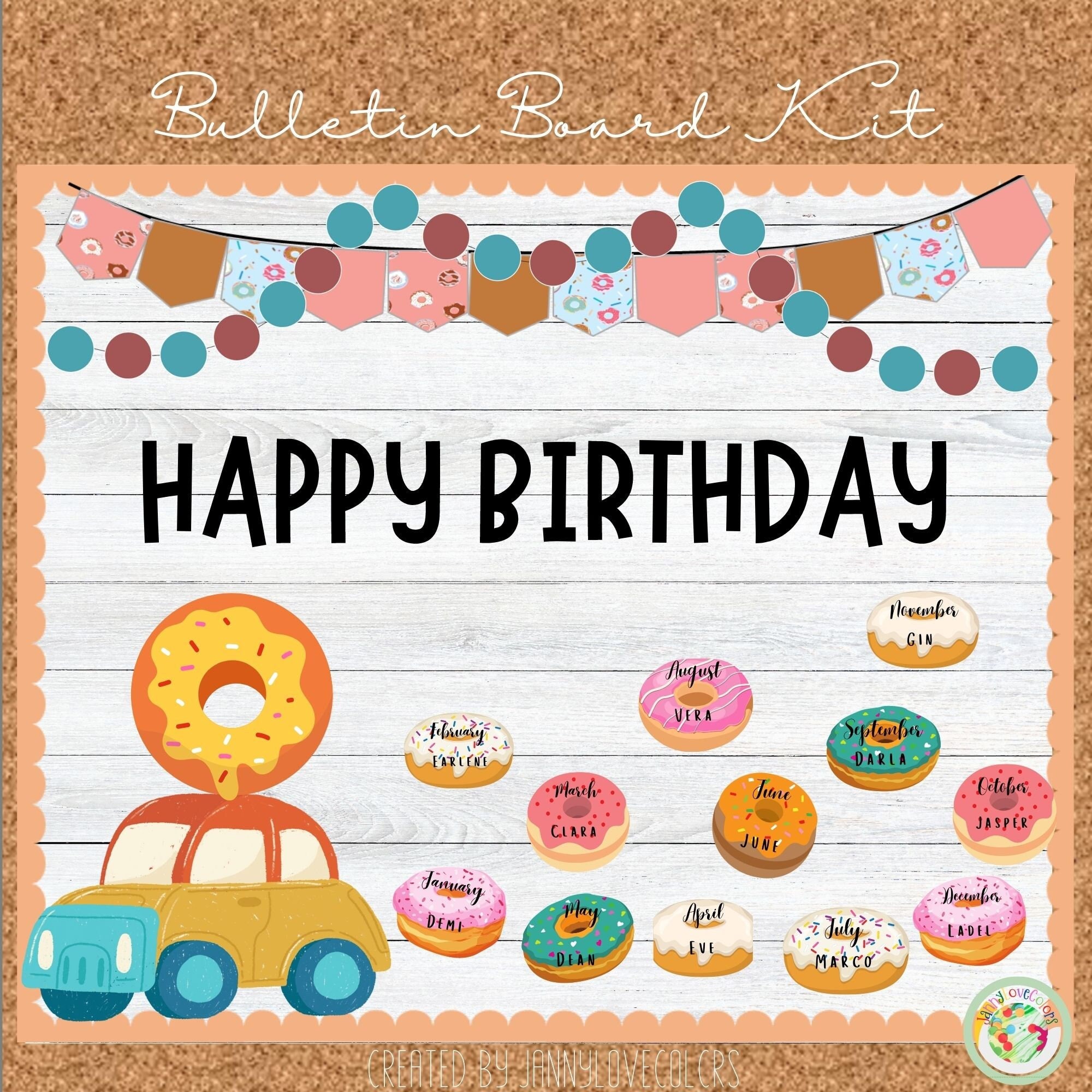 Birthday Display Bulletin Board Kit, Donut Birthday Display, Editable ...