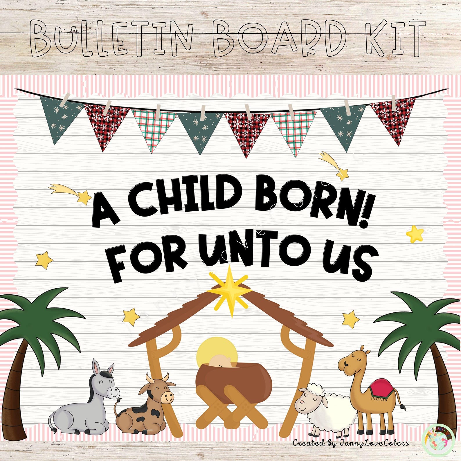 Nativity Bulletin Board Kit: Christian Classroom Decor (digital ...
