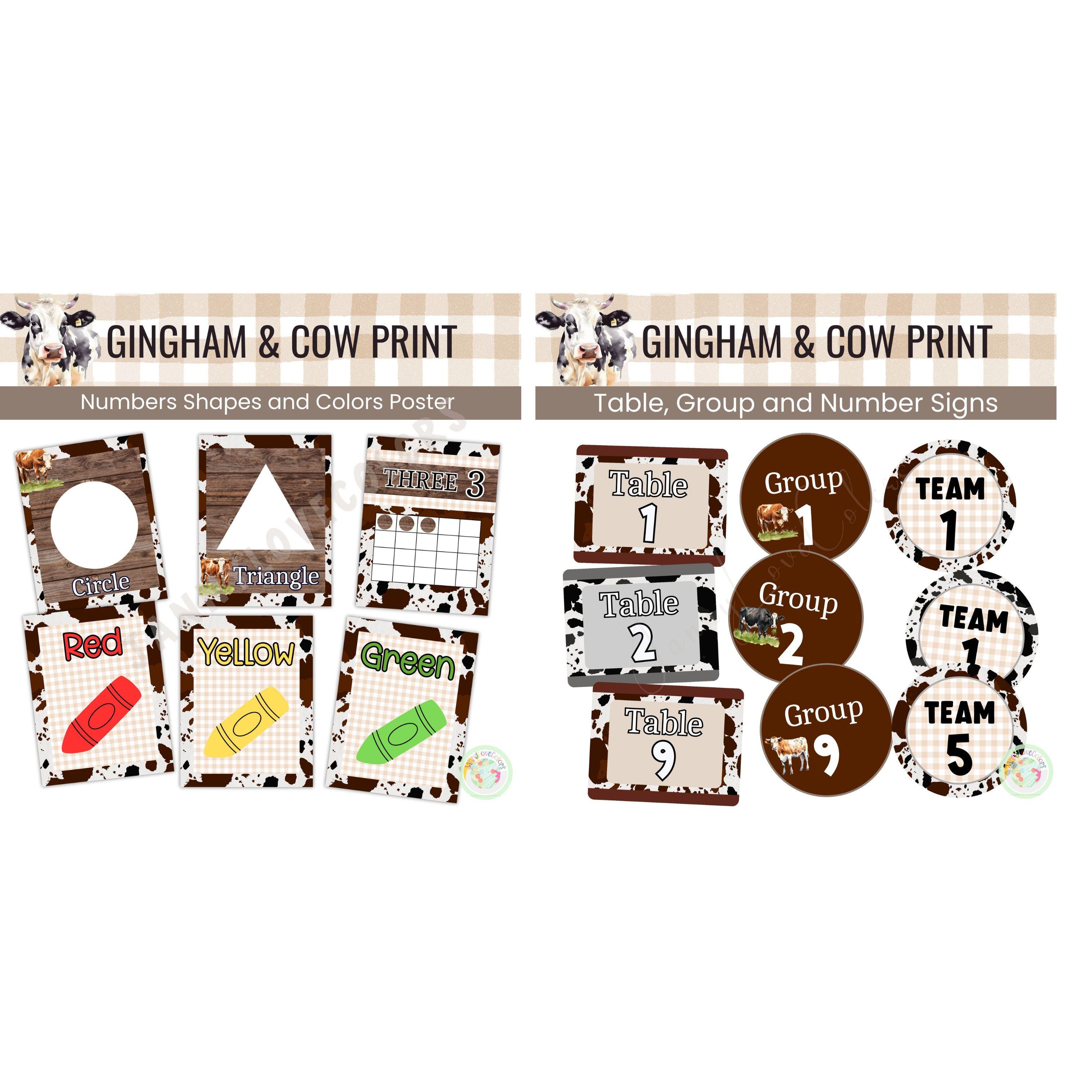 Gingham Cow Print Classroom Decor Bundle: Farmhouse Style - Etsy