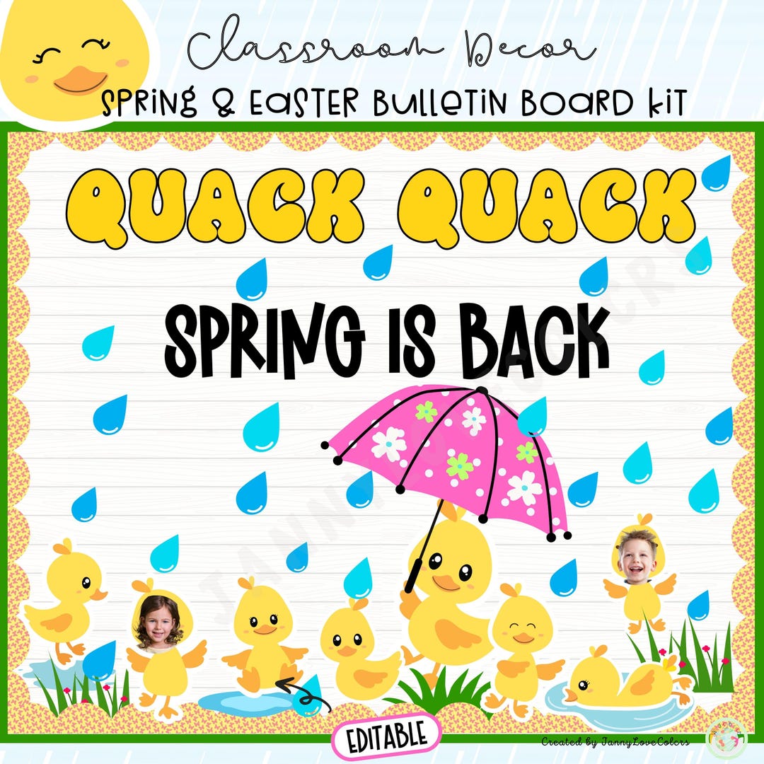 Duck Spring Bulletin Board Kit: Editable Classroom Decor (printable) - Etsy