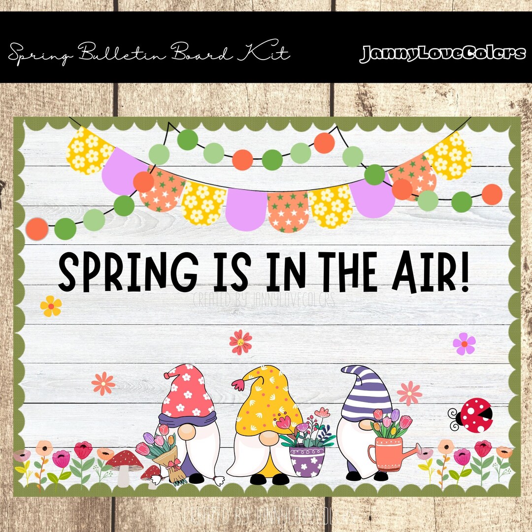 Spring Gnomies Spring Bulletin Board Kit, March Bulletin Board ...