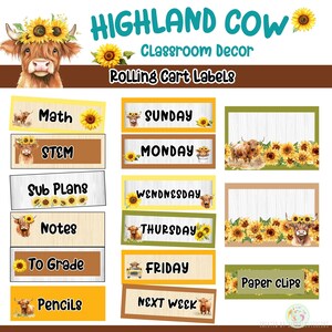 Highland Cow Classroom Decor Bundle Boho Neutral Theme Editable - Etsy