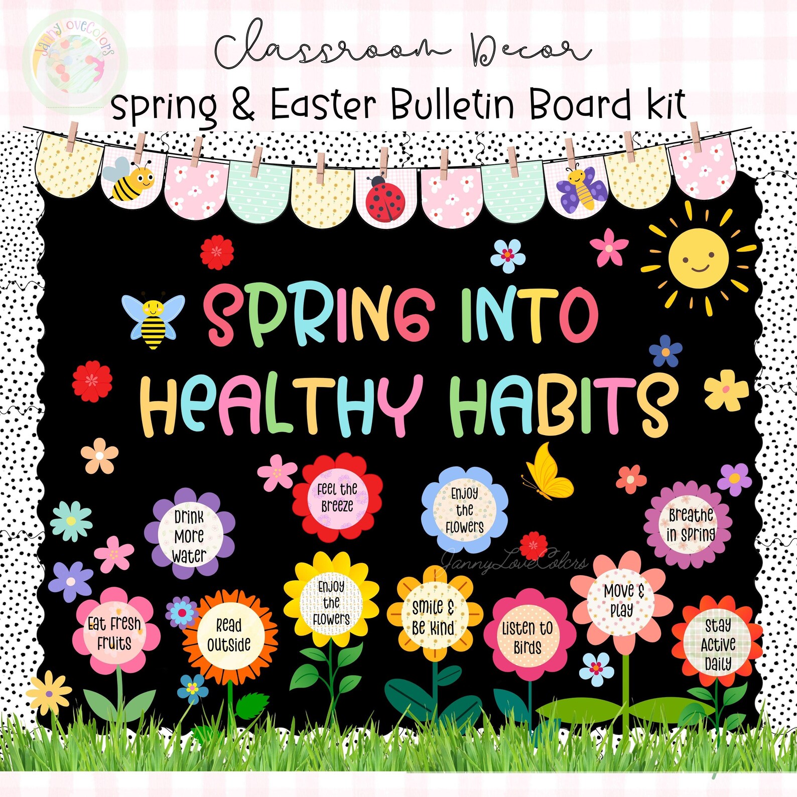 Spring Wellness Bulletin Board Kit SEL Classroom Decor Mental Health ...