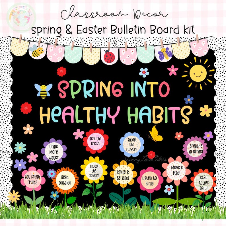 Spring Wellness Bulletin Board Kit SEL Classroom Decor Mental Health ...