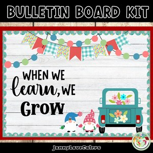 Gnomes Bulletin Board Spring Flowers Classroom Decoration Summer Door ...