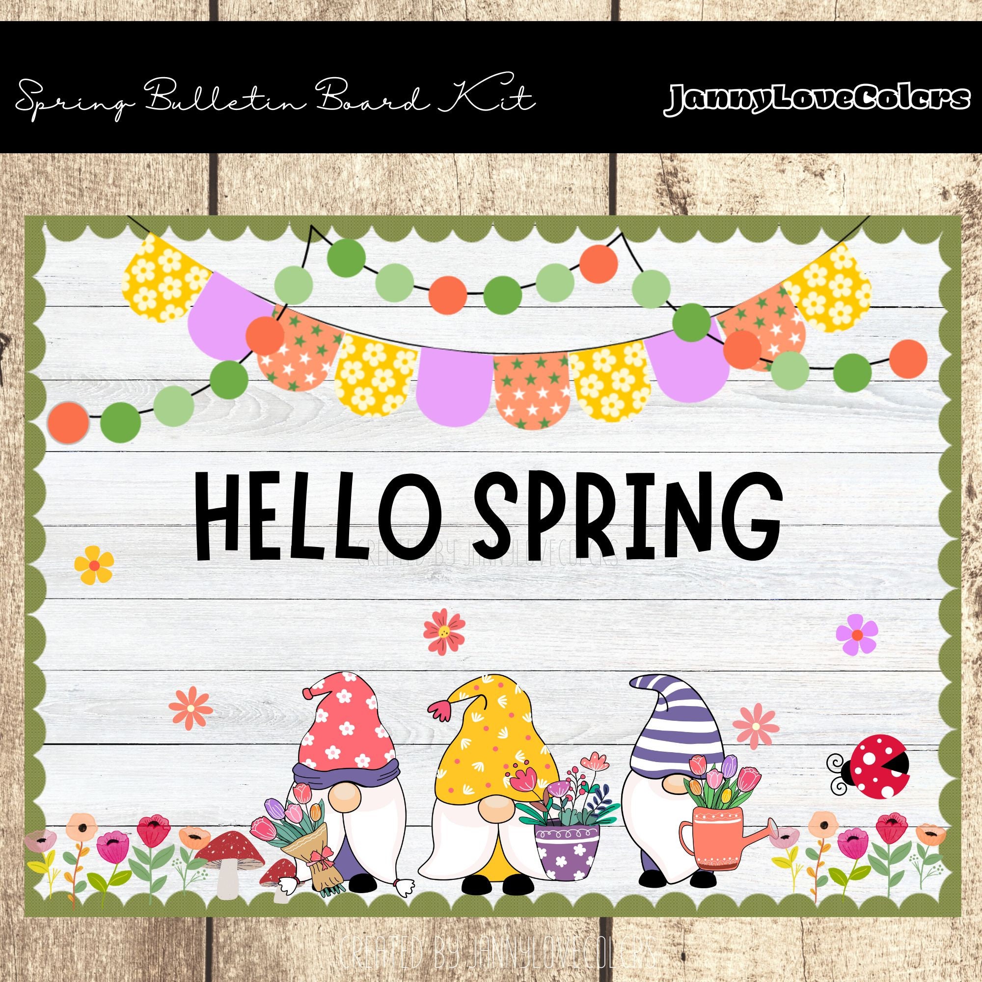 Spring Gnomies Spring Bulletin Board Kit, March Bulletin Board ...